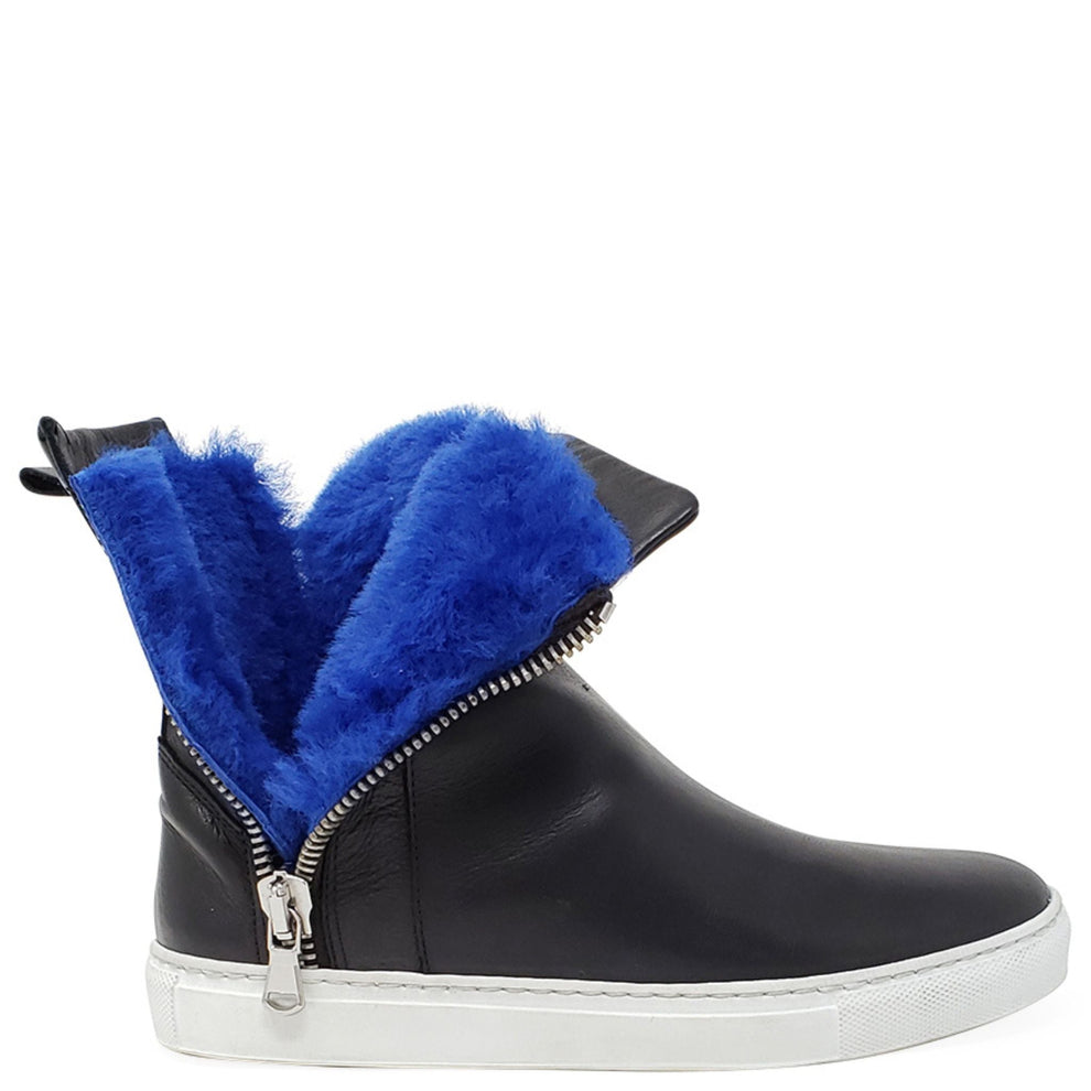 Black Leather Double Zip Shearling Boot – Jeans.com